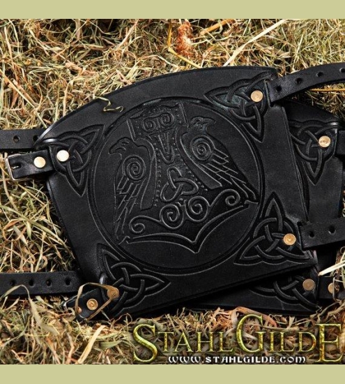 Leather Cuffs Thor's Hammer Mjolnir Vikings Celtic design